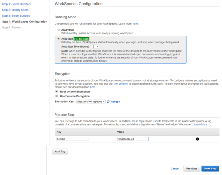 AWS WorkSpaces – Creating a WorkSpace Using an AD Connector – VirtualBonzo